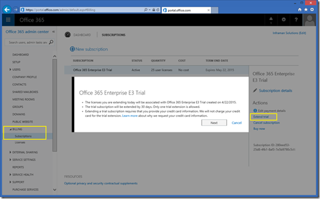 Extend Office 365 trial | Jaap Wesselius