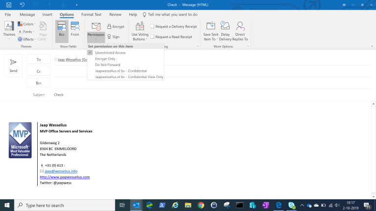 Office 365 Message Encryption OME | Jaap Wesselius