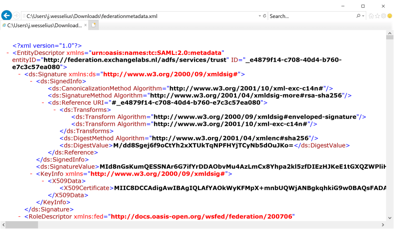 ADFS Federation MetaData | Jaap Wesselius