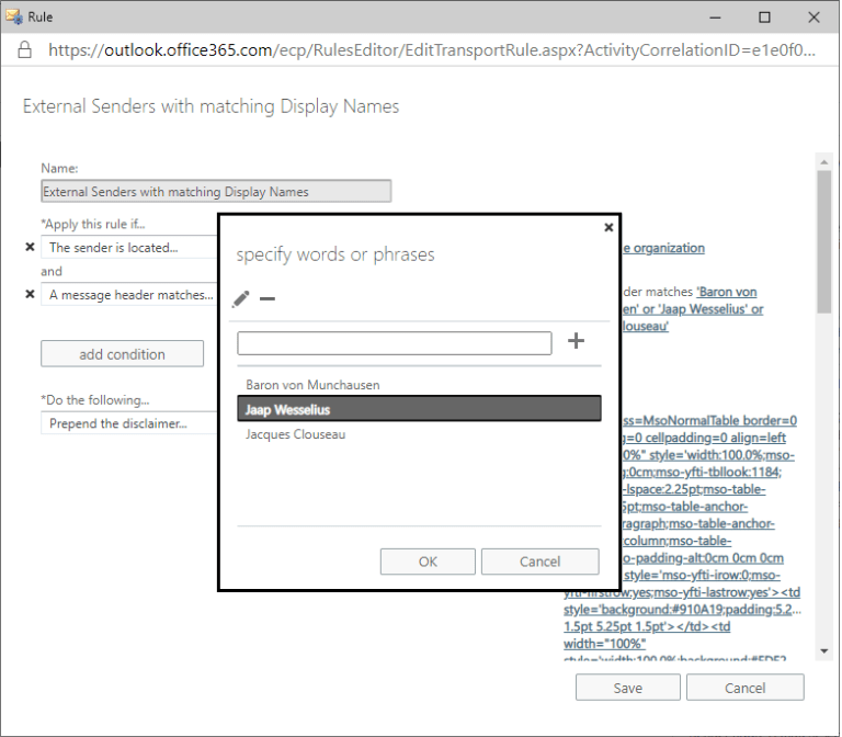 External Senders with matching Display Names | Jaap Wesselius