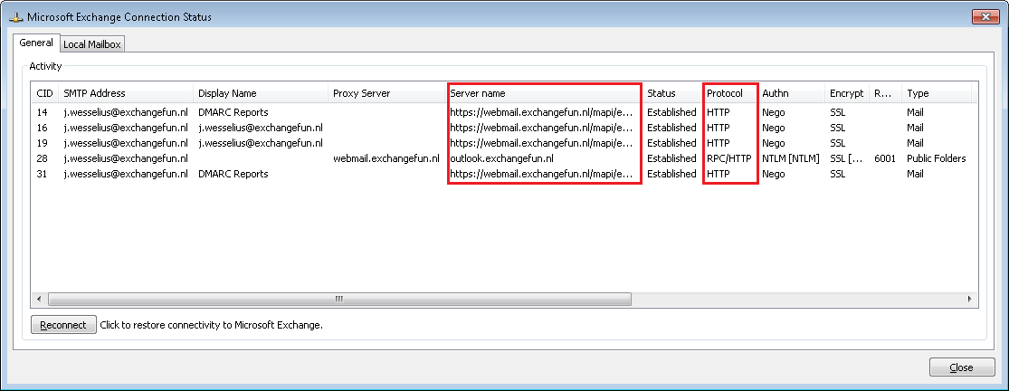 Outlook 2010 Connection Status Exchange 2016 | Jaap Wesselius