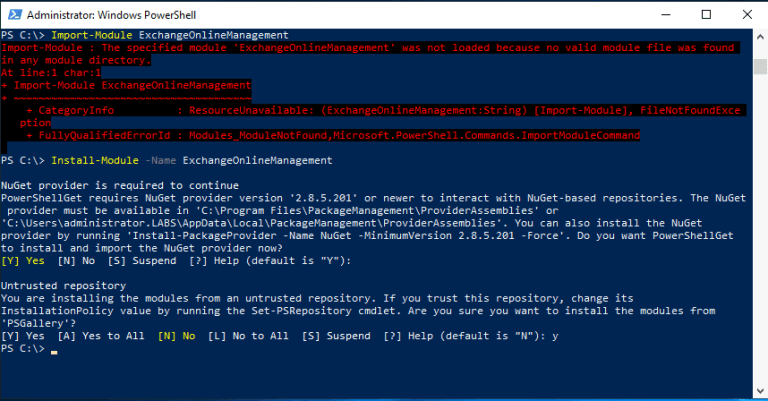 Import-Module : The specified module ‘ExchangeOnlineManagement’ was not ...